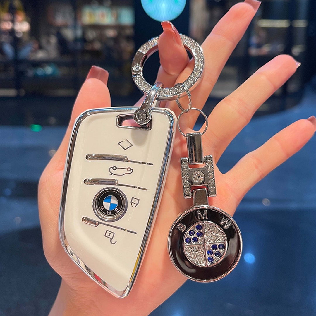 BMW Customizable Key Fob Cover Shell Leather, Alloy Full Protection ...