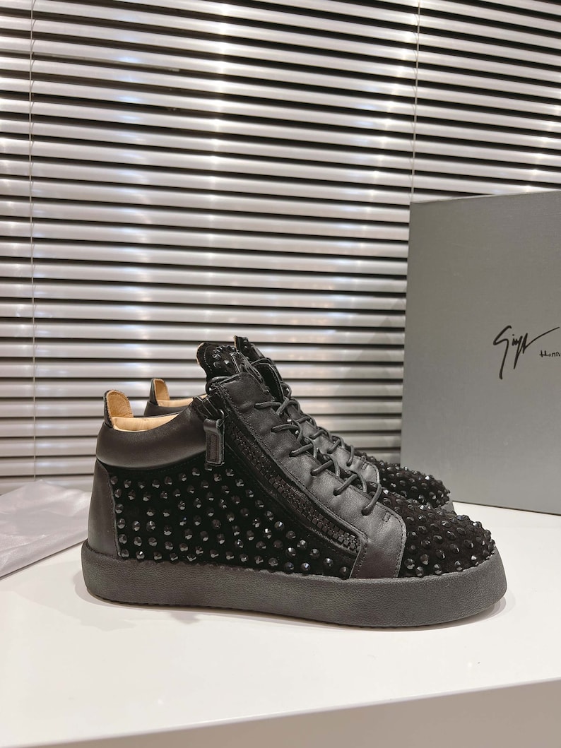 Sparkling Black Giuseppe Zanotti Nicki Metallic Signaturelogo - Etsy