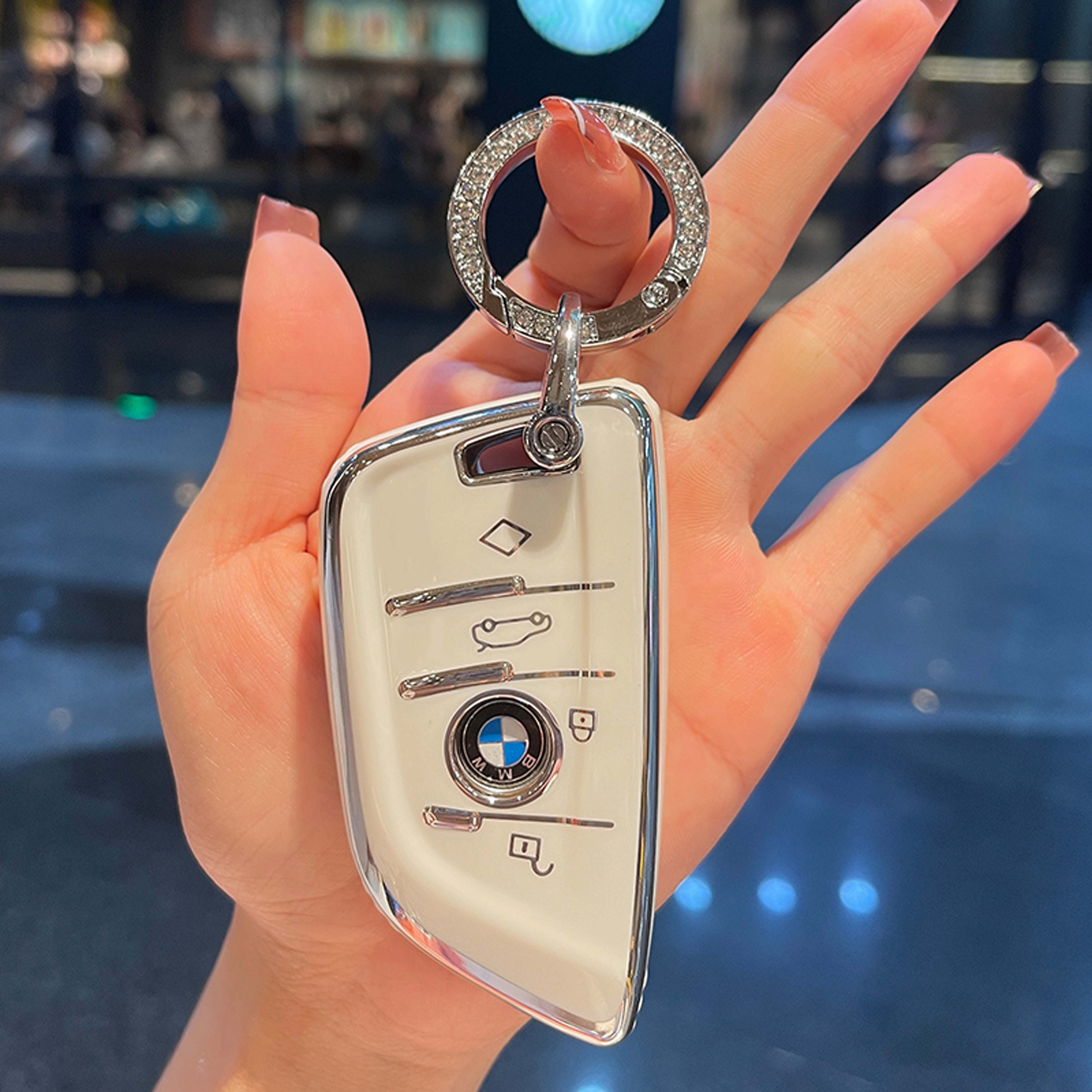 BMW Customizable Key Fob Cover Shell Leather, Alloy Full Protection ...