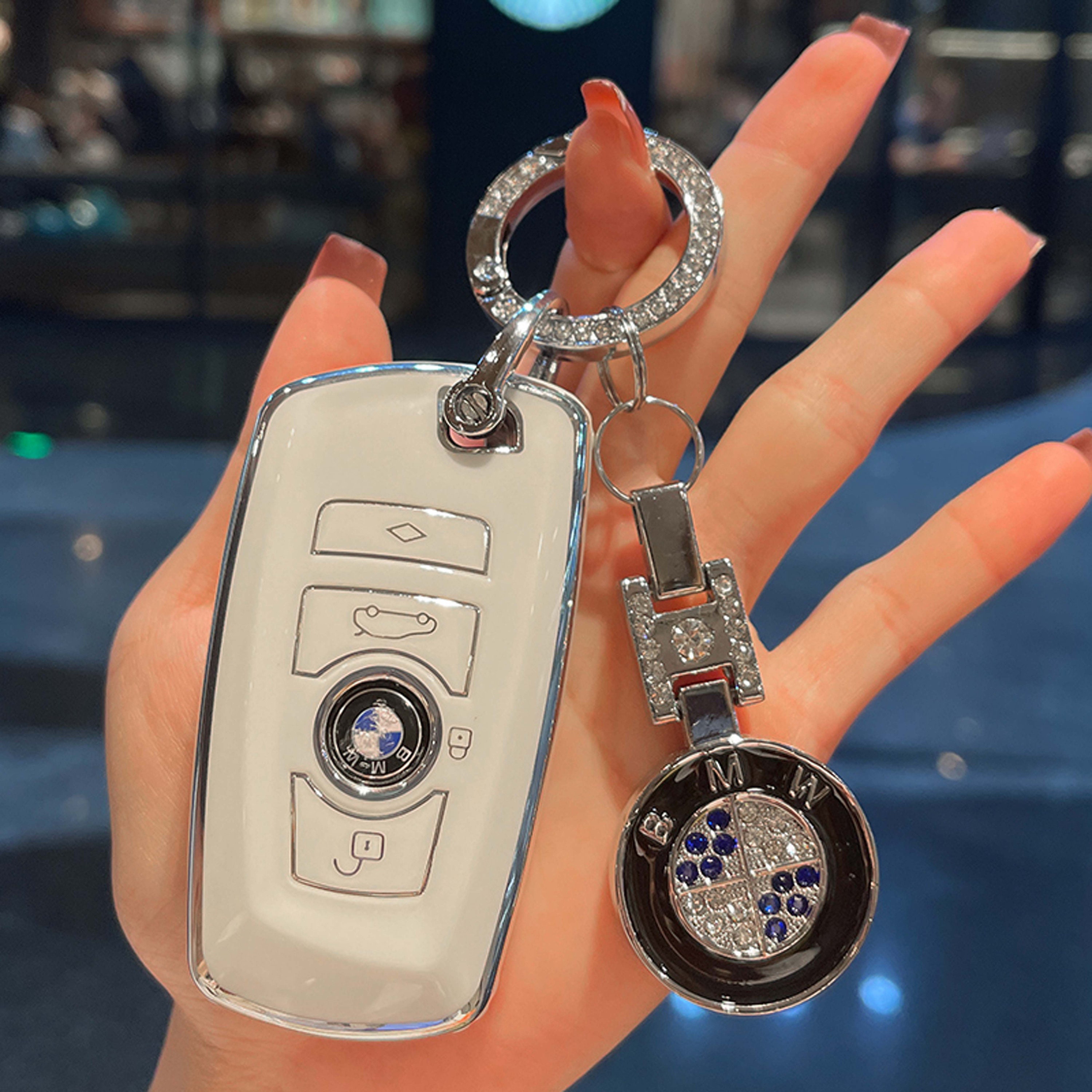 BMW Customizable Key Fob Cover Shell Leather, Alloy Full Protection ...