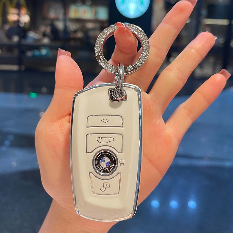 BMW Customizable Key Fob Cover Shell Leather, Alloy Full Protection ...
