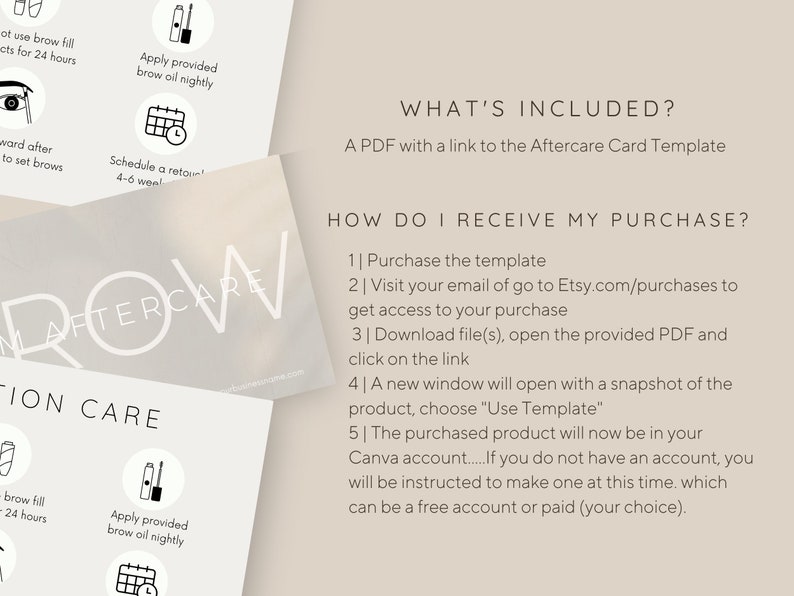 Brow Lamination Aftercare Cards | Brow Lamination| Brow Artist ...