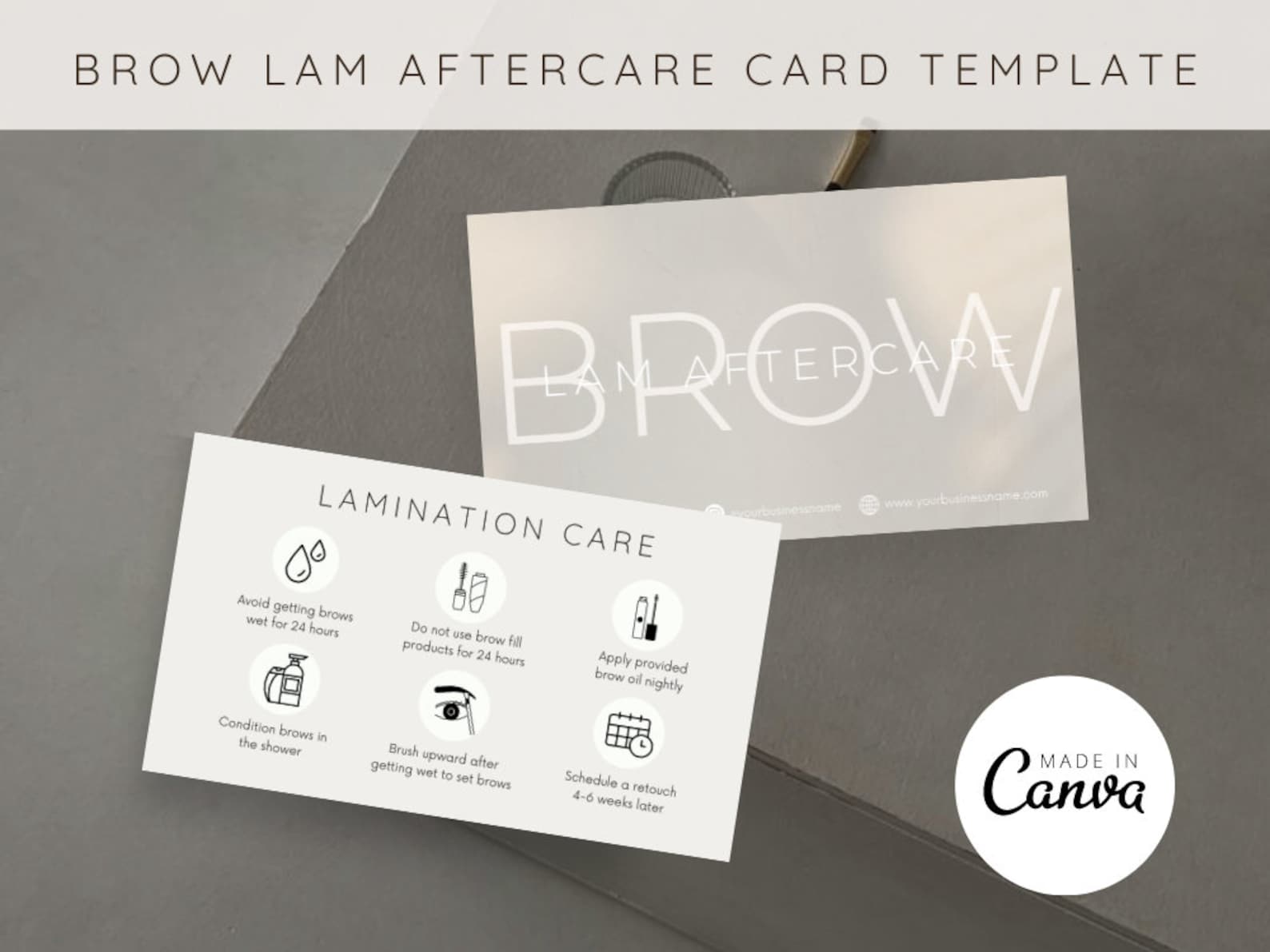 Brow Lamination Aftercare Cards | Brow Lamination| Brow Artist ...