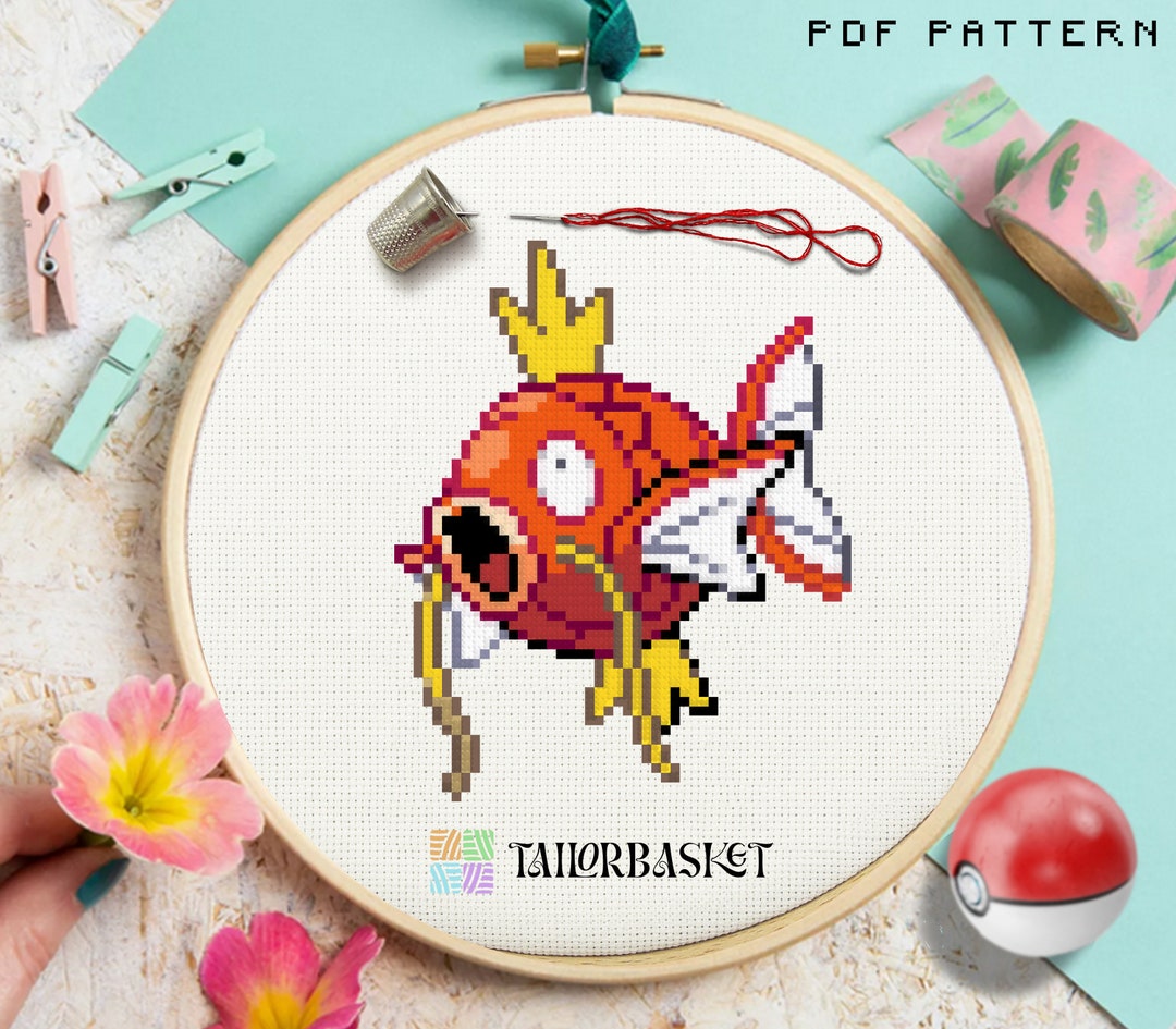 Pokemon Cross Stitch Pattern, Easy Stitch Tutorial, Beginner Embroidery ...