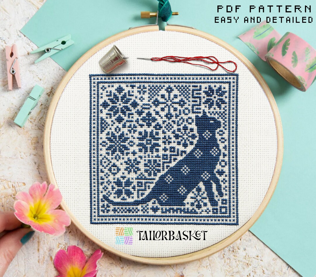Ceramic Cat Cross Stitch Pattern, Cat Tile Cross Stitch, Easy ...