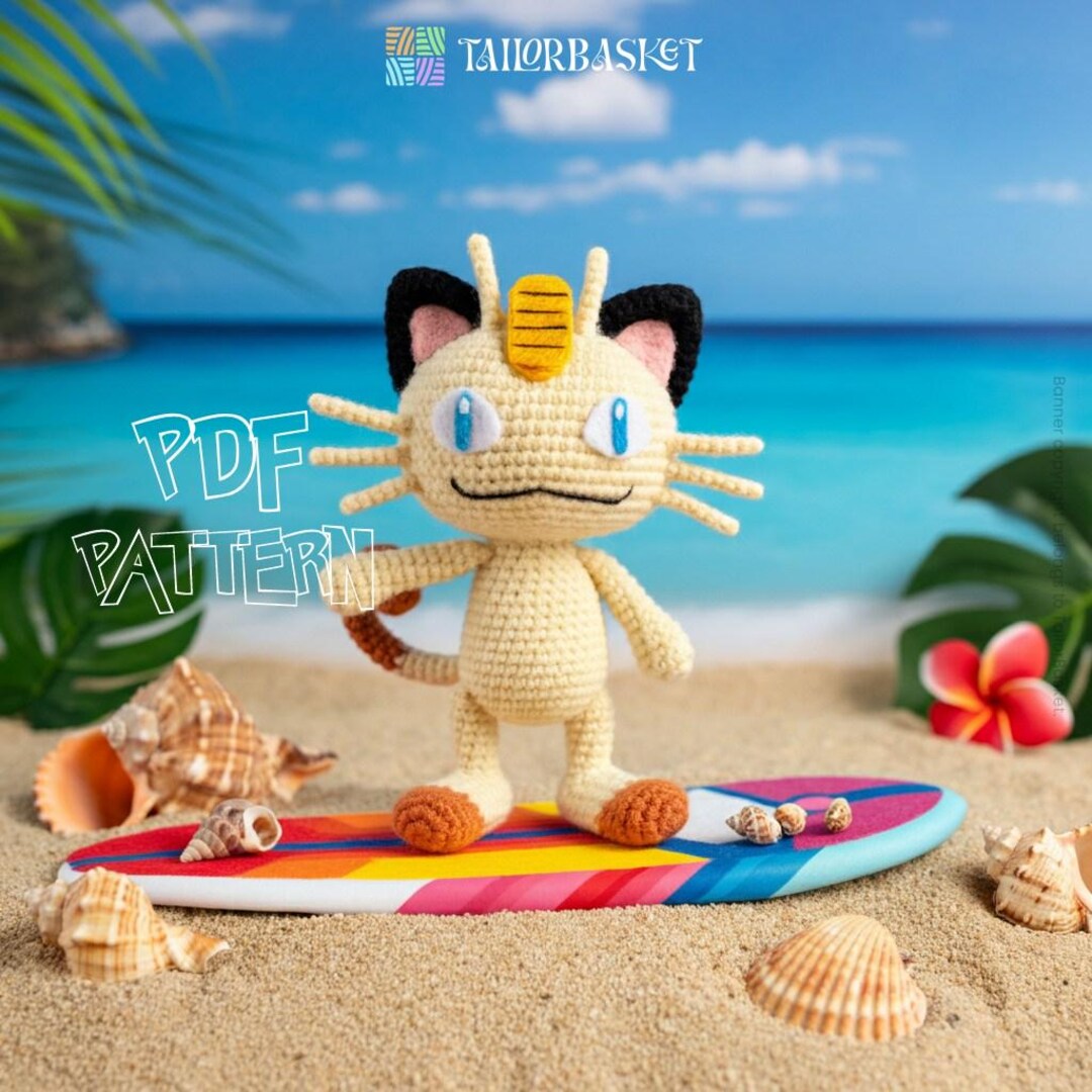Crochet Pattern Meowth Amigurumi Tutorial, Pokemon Crochet Pattern ...