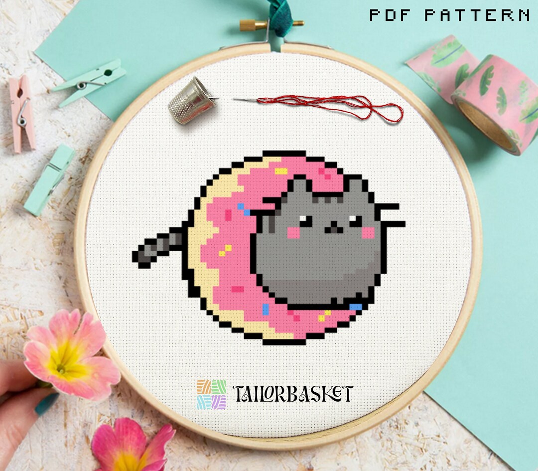 Meme Cat Cross Stitch Pattern, Funny Meme Stitch Tutorial, Beginner ...