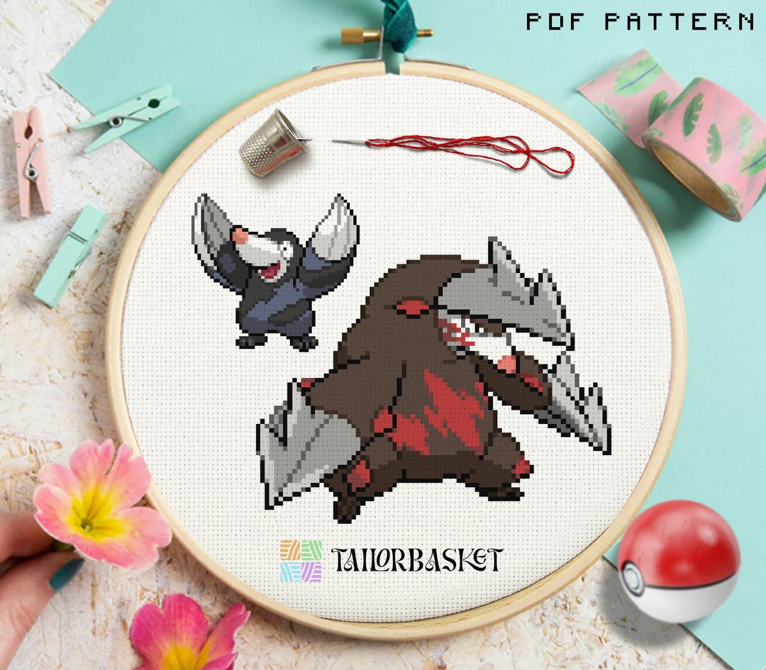 Excadrill Evolution Cross Stitch Pattern, Poke Embroidery Pattern ...