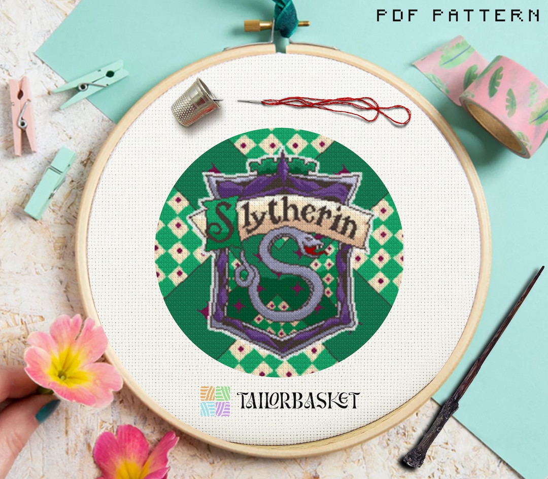 Slytherin Cross Stitch Pattern, Slytherin Stitch Tutorial, Beginner ...