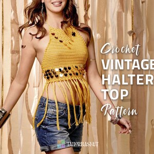 Vintage Halter Top Crochet Pattern, Crochet Colorful Top Tutorial, DIY ...