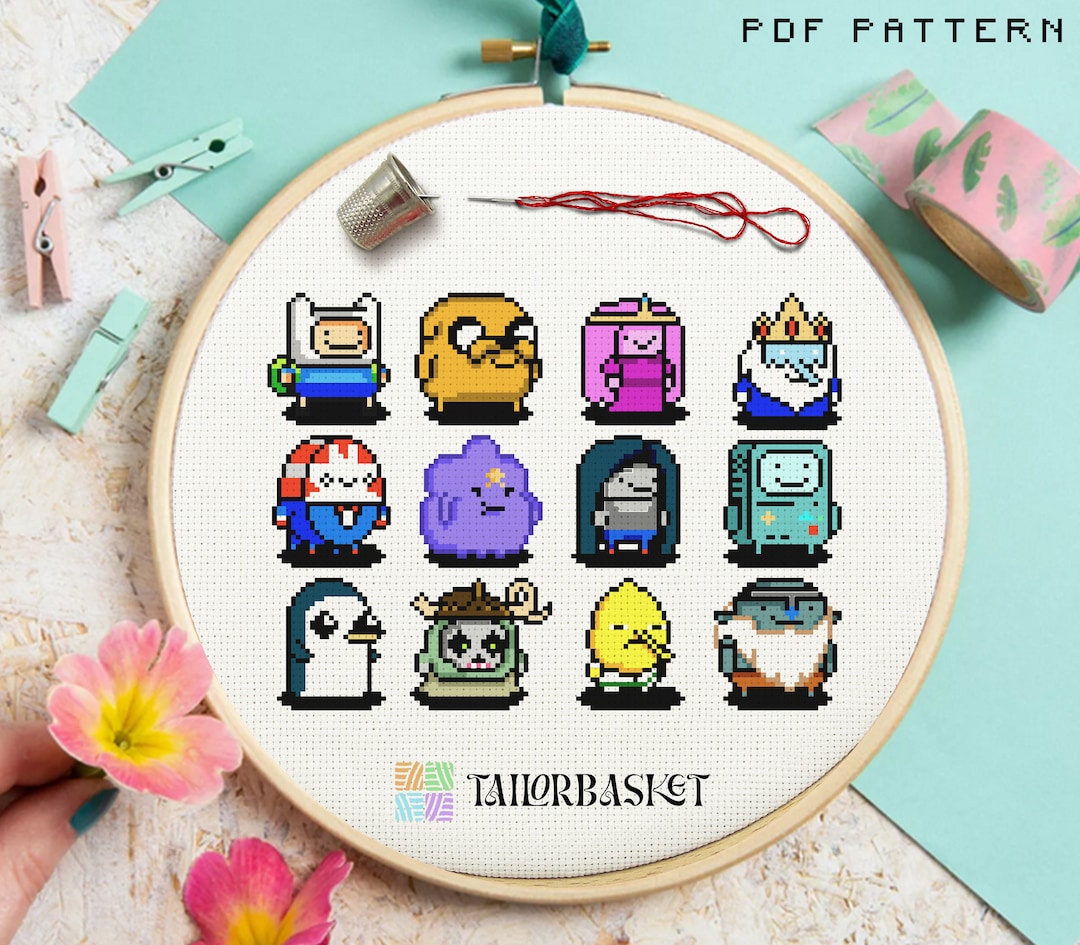 Anime Cross Stitch Pattern, Easy Stitch Tutorial, Beginner Embroidery ...