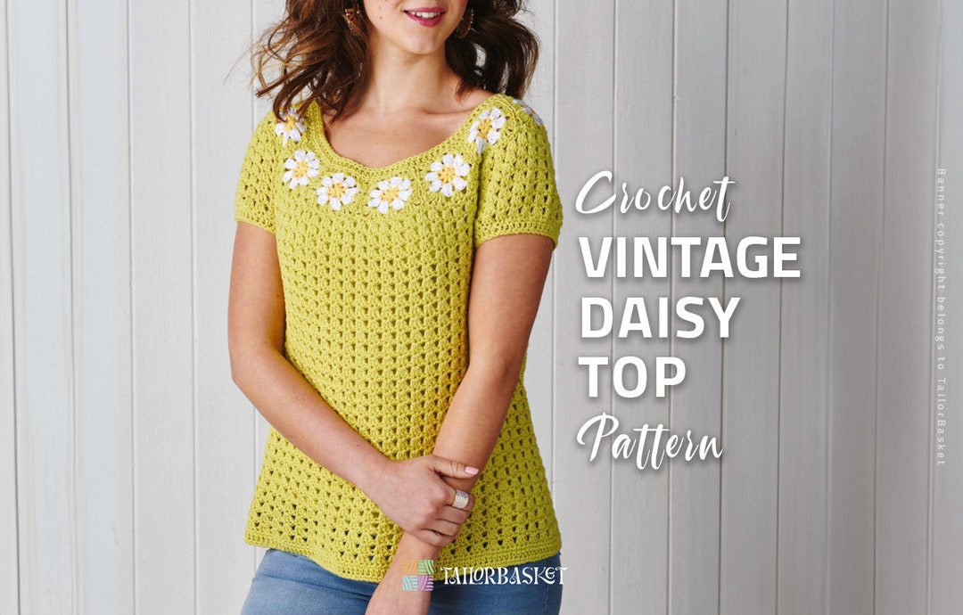 Vintage Daisy Top Crochet Pattern, Easy Crochet Colorful Top Tutorial ...