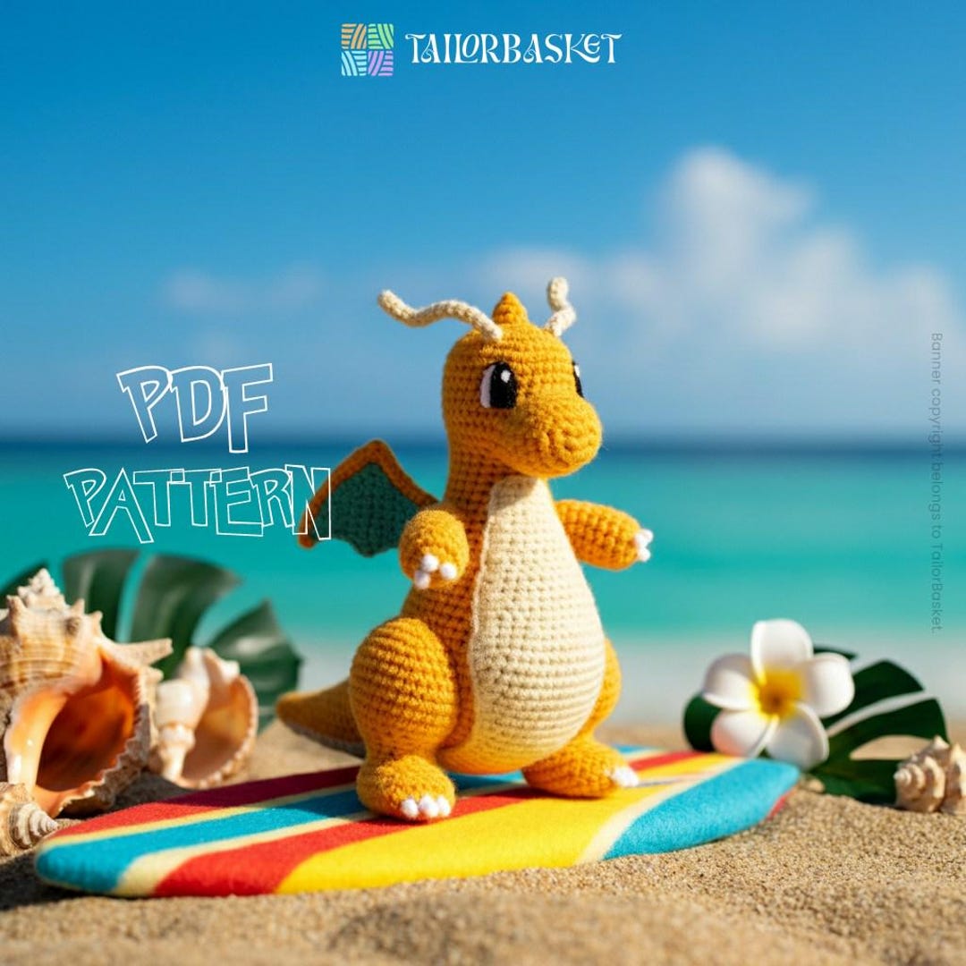 Crochet Pattern Dragonite Amigurumi Tutorial, Pokemon Crochet Pattern ...