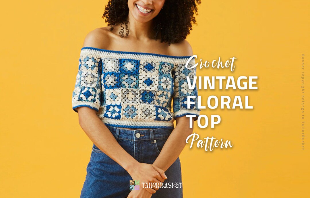 Vintage Floral Top Crochet Pattern, Easy Crochet Top Tutorial, DIY ...