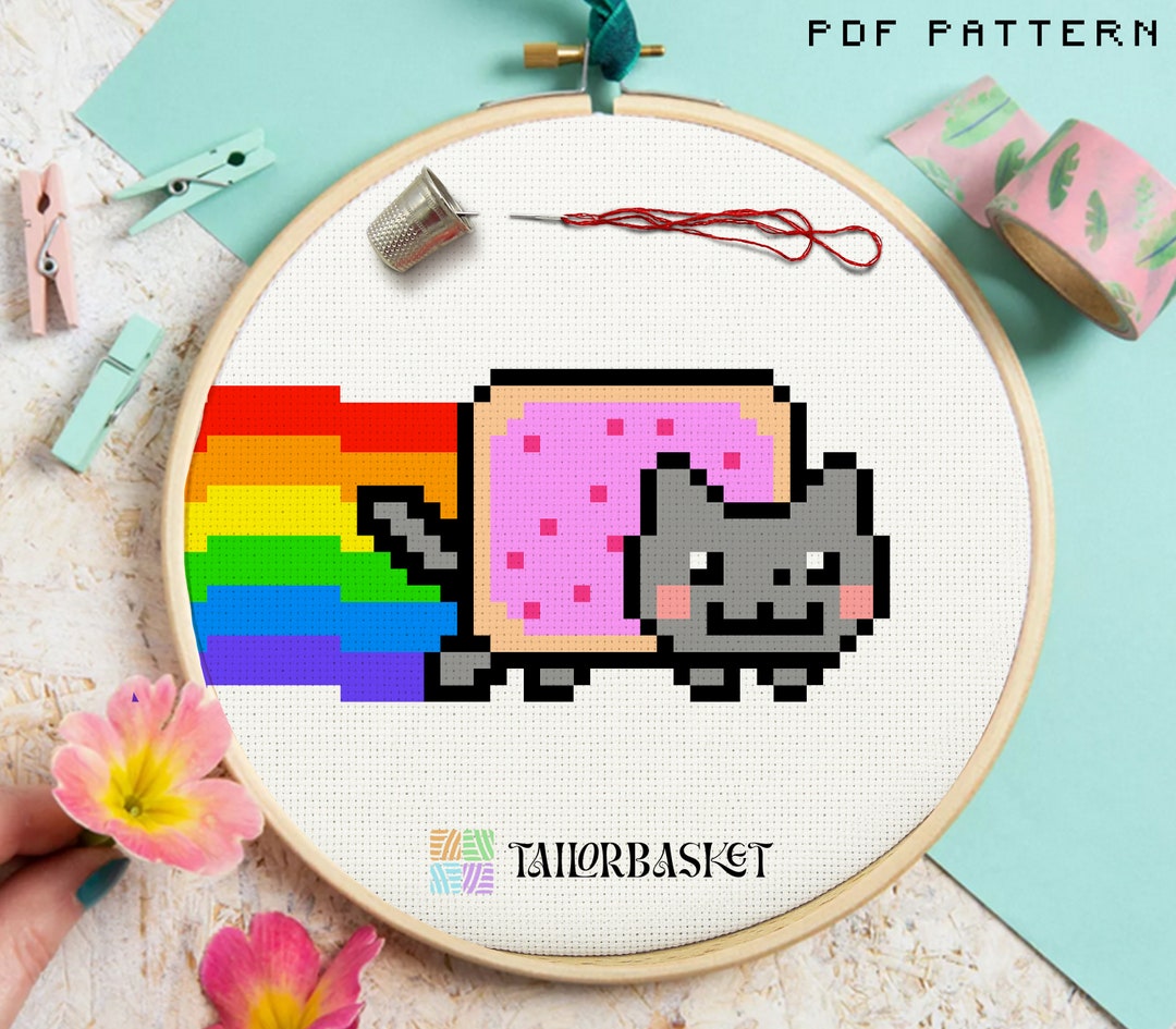 Meme Cat Cross Stitch Pattern, Funny Meme Stitch Tutorial, Beginner ...