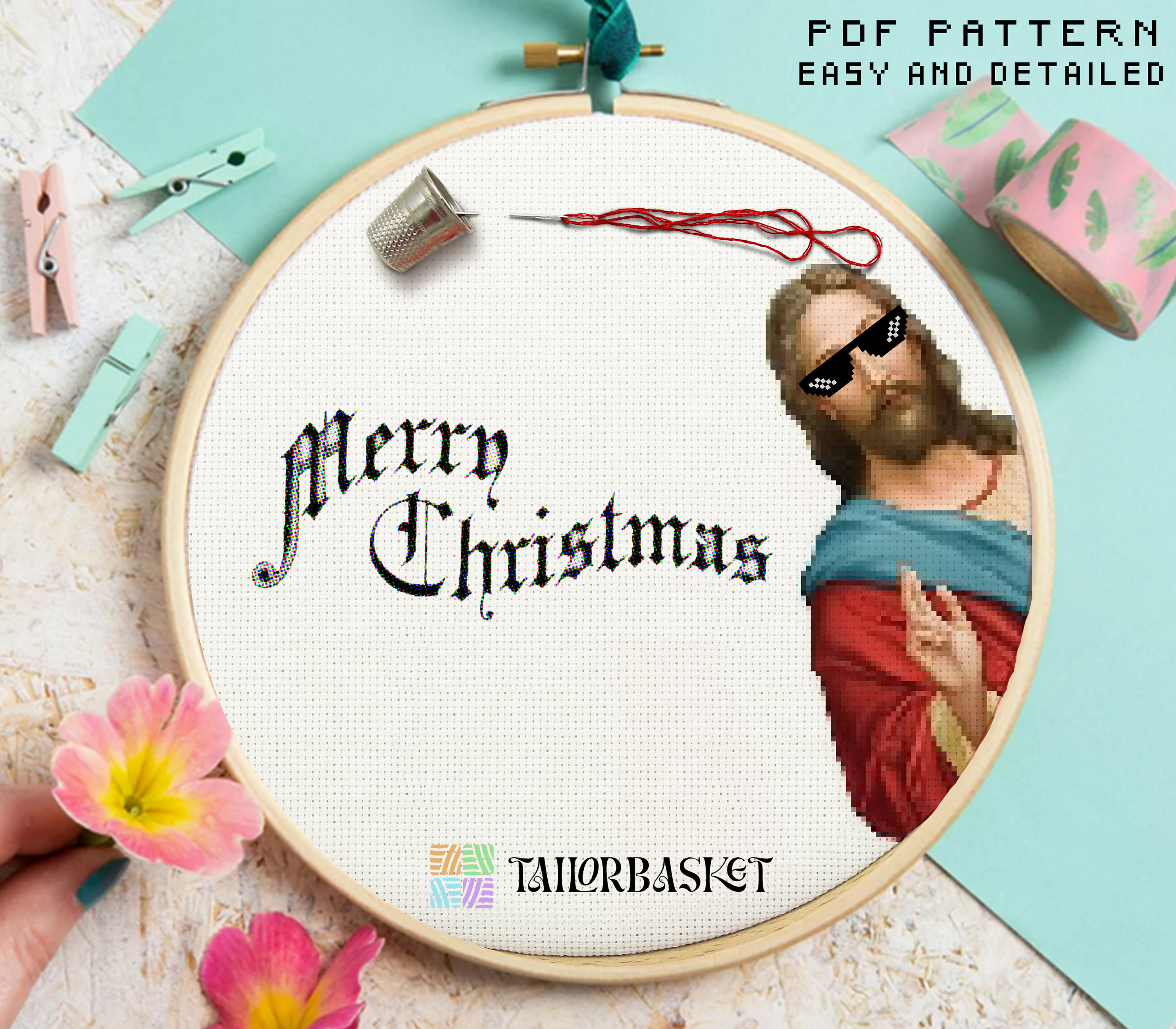 Jesus Christmas Cross Stitch Pattern, Jesus Stitch Tutorial, Merry ...