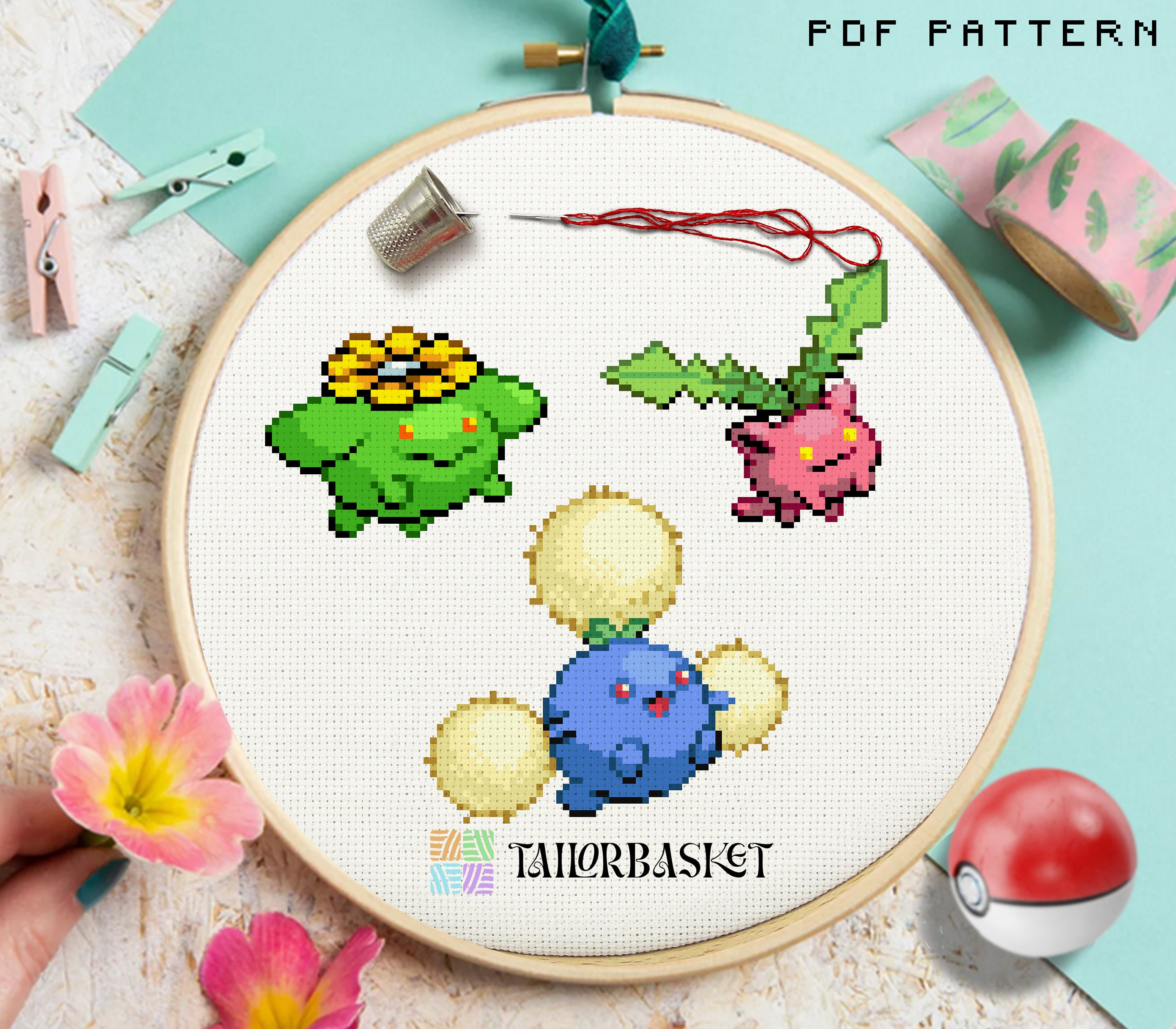 Hophip Evolution Cross Stitch Pattern, Poke Embroidery Pattern, Pokemon ...