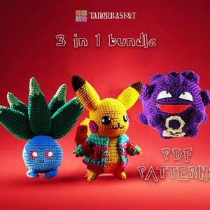 Pikachu-oddish-koffing Crochet Pattern, Amigurumi Tutorial, Pokemon ...