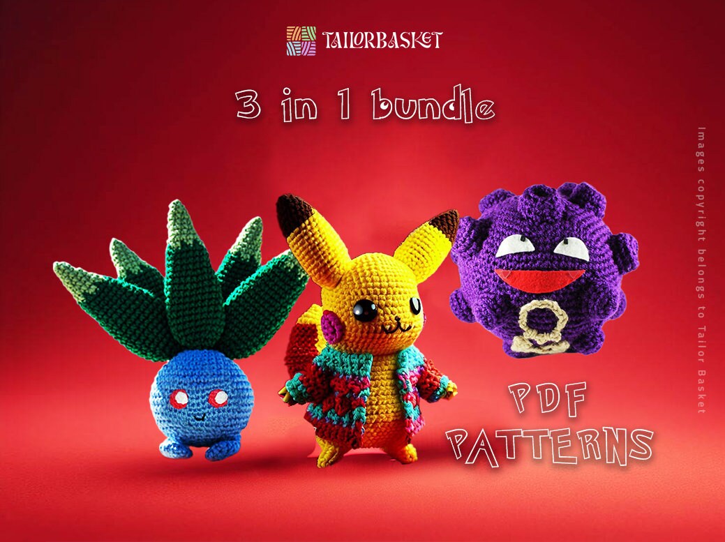 Pikachu-oddish-koffing Crochet Pattern, Amigurumi Tutorial, Pokemon ...