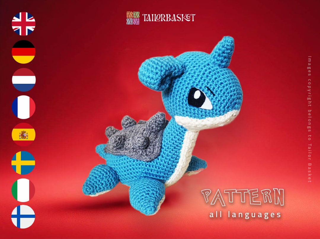 Pokemon Lapras Crochet Pattern, Dino Amigurumi, Crochet Tutorial, DIY ...
