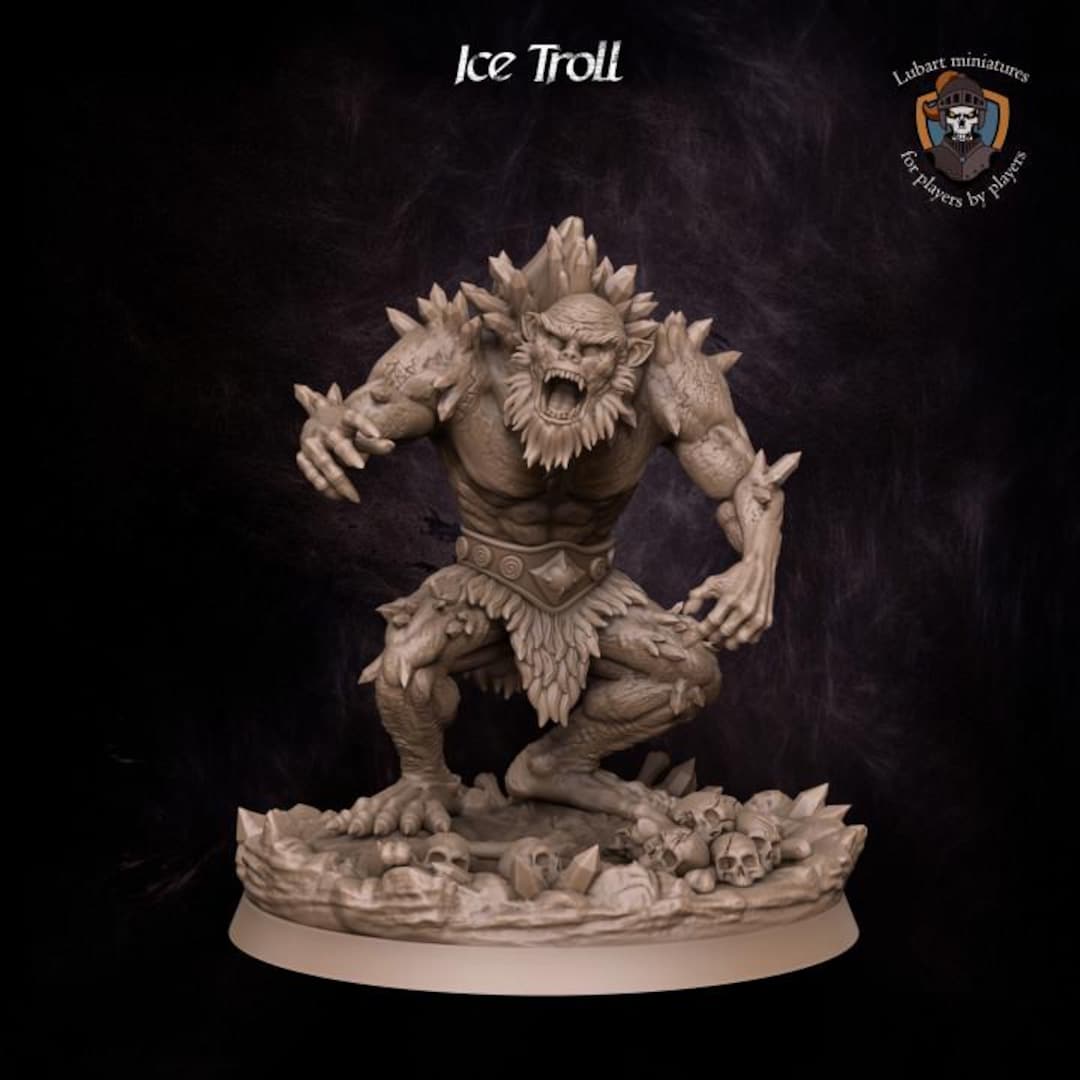 Ice Troll Miniature, 45mm Base - Etsy