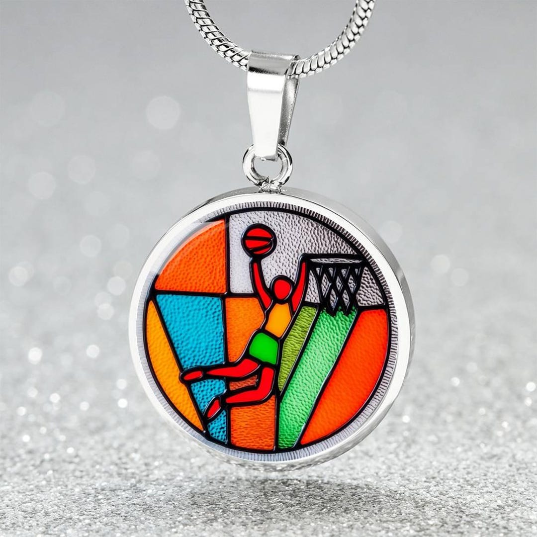 Basketball Fauxed Stained Glass Necklace, Bracelet, Keychain | Sports ...