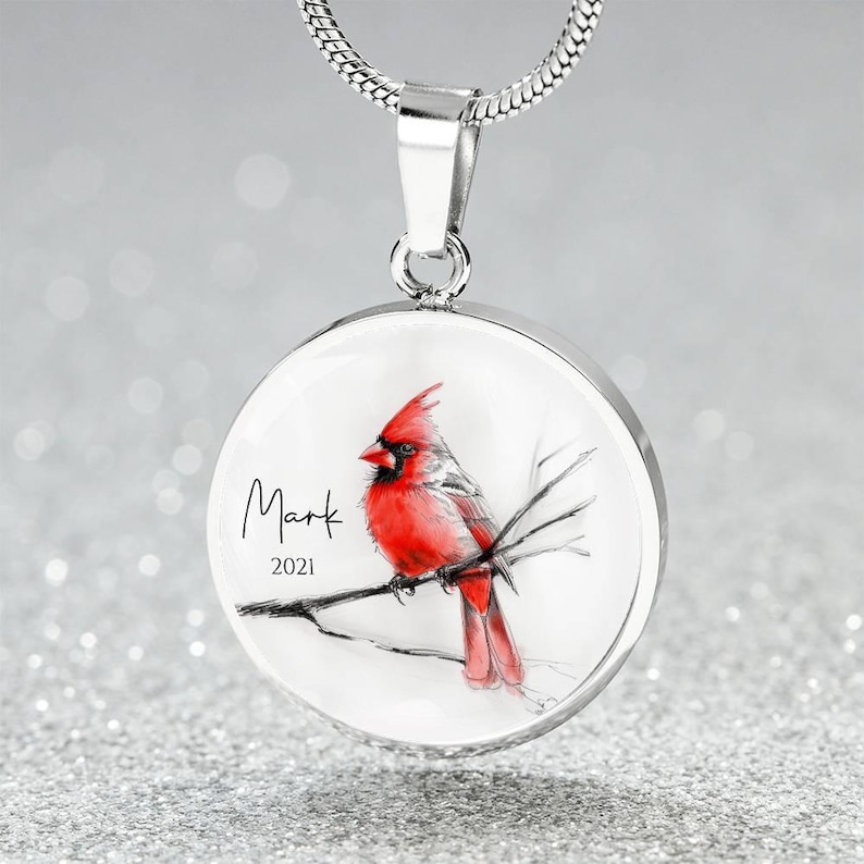 Watercolor Male Red Cardinal Memorial Jewelry | Personalized Cardinal ...
