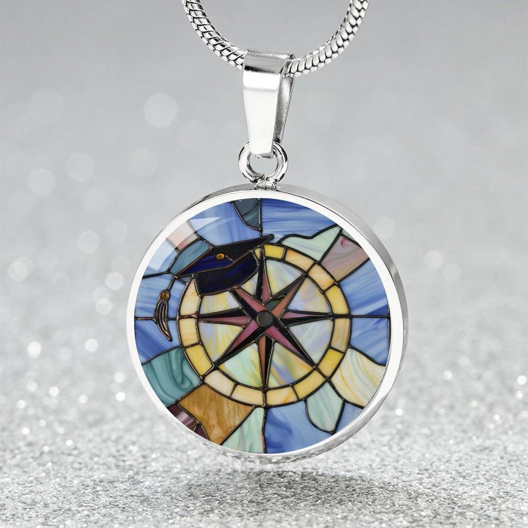 Personalized Graduation Stained Glass Pendant Necklace for 2024 ...