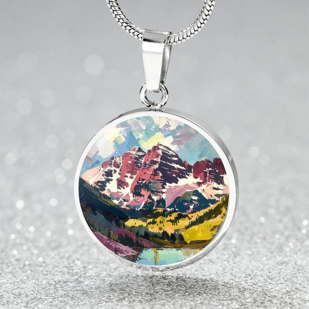Aspen CO Maroon Bells Mountain Jewelry Gift for Outdoor Lover Necklace ...