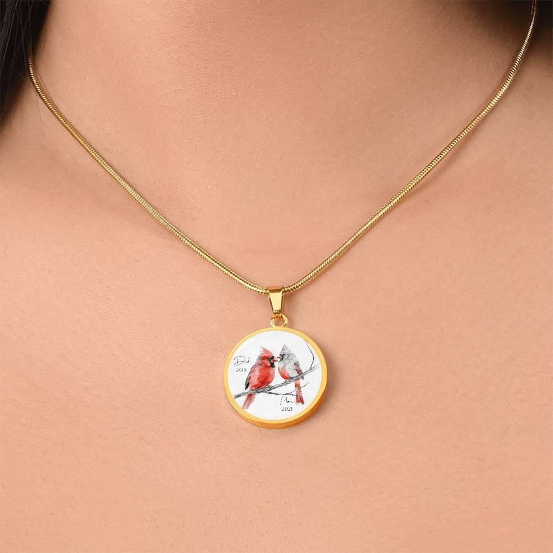 Watercolor Red Cardinal Couple Memorial Jewelry | Personalized Cardinal ...