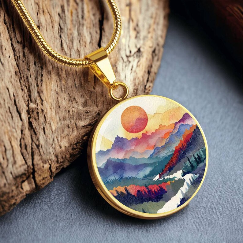 Mountain Sunset Necklace for Her Jewelry Gift 4 Hiking Camping Love ...