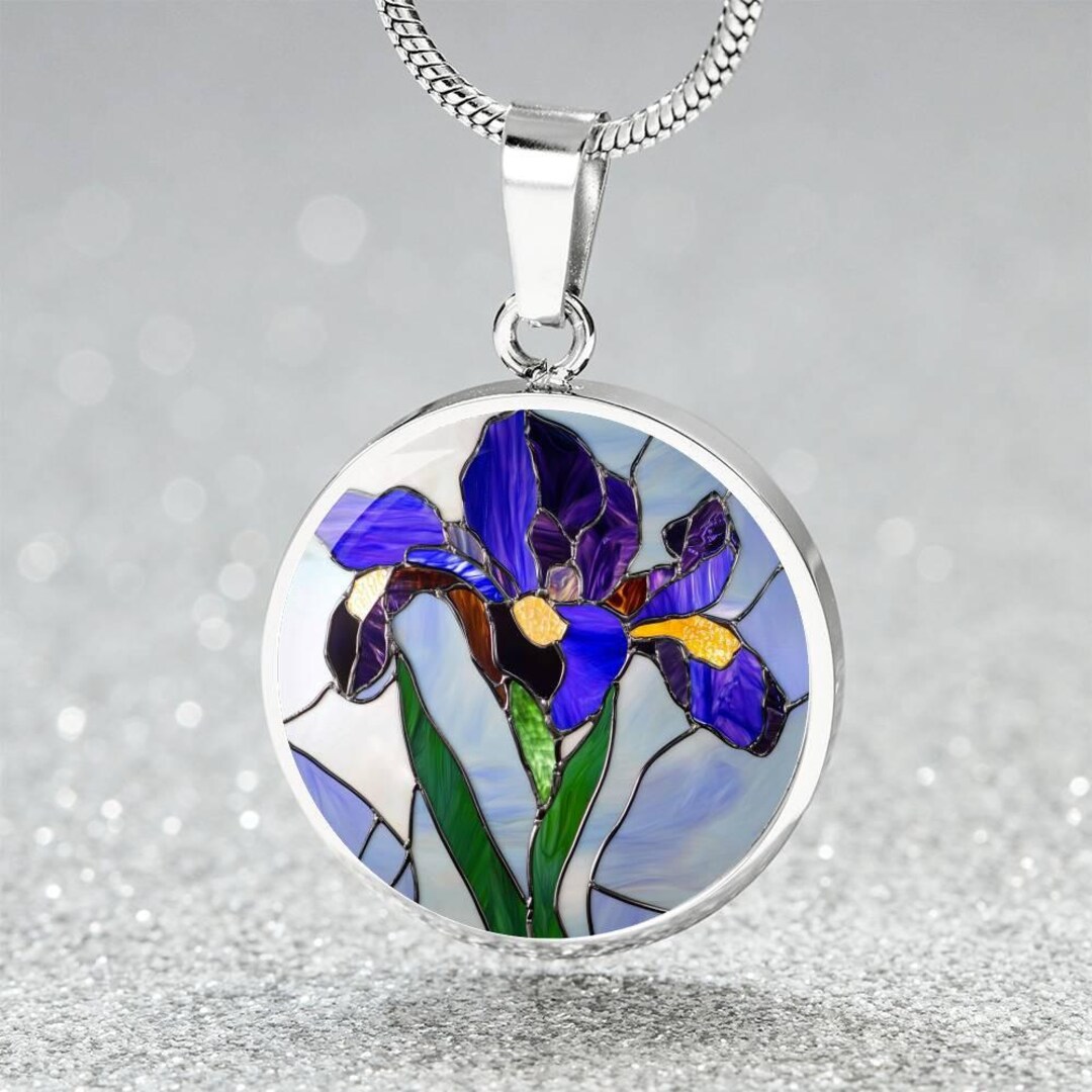 Purple Iris Necklace, Bangle, or Keychain Faux Stained Glass Gift 4 Her ...