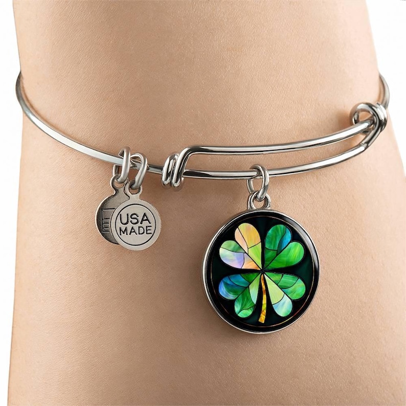 Faux Stained Glass Shamrocks Necklace | Colorful Shamrock Pendant ...