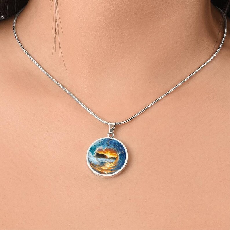 Personalized Ocean Wave Surfing Jewelry | Engraved Beach Pendant ...
