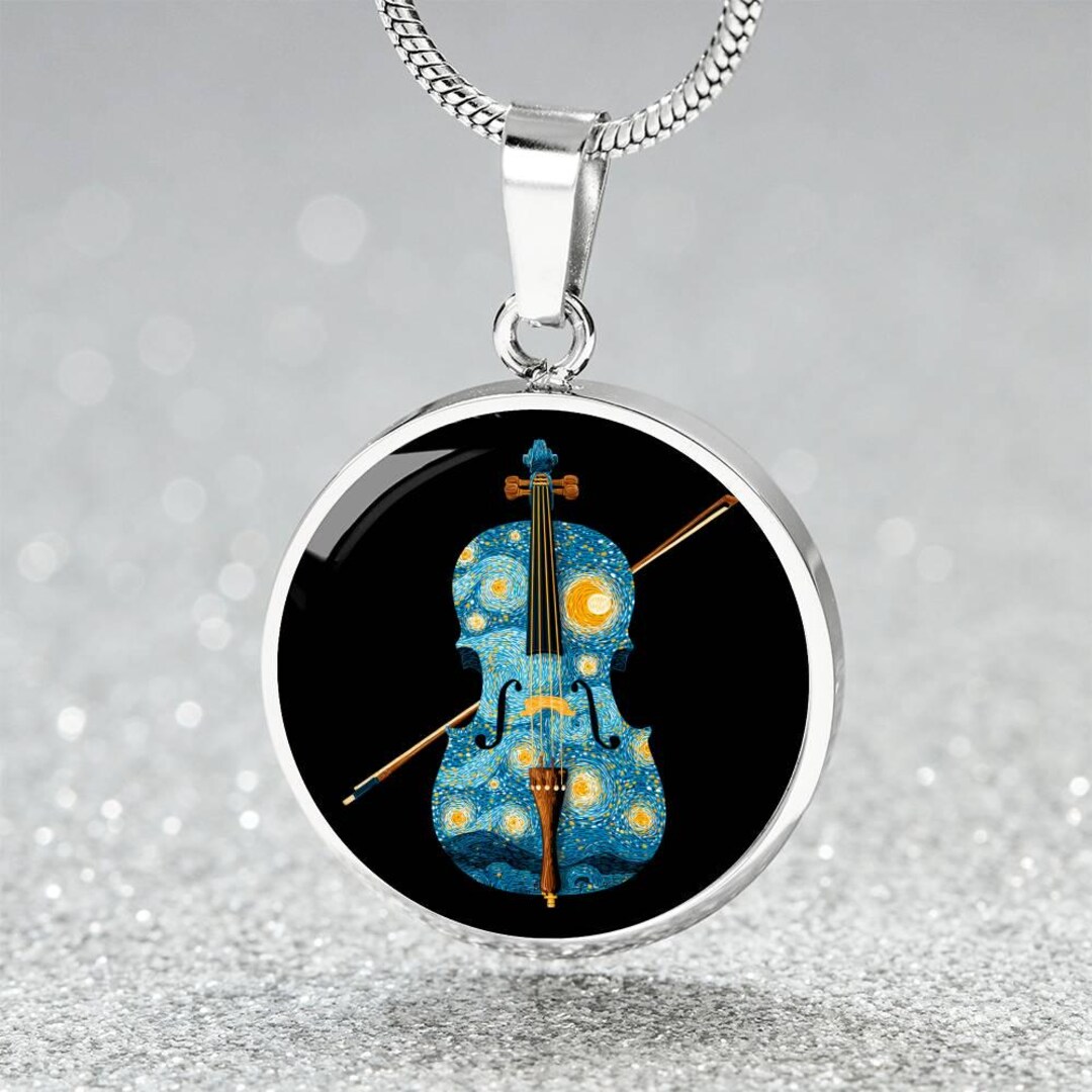 Cello Starry Night Jewelry Gift for Her | Music Lover Pendant Necklace ...