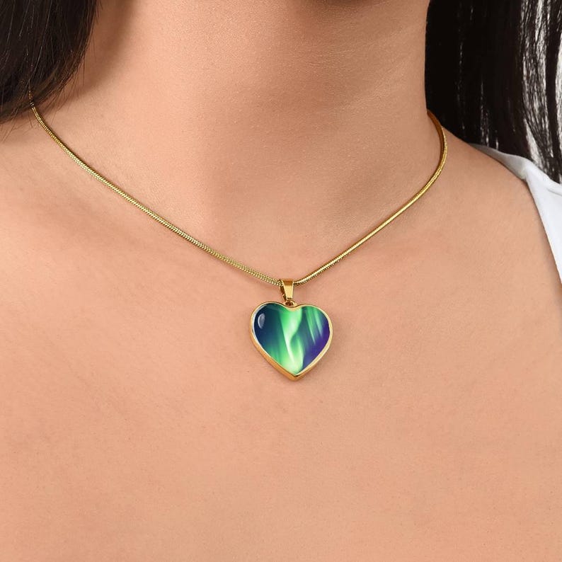 Custom Northern Light Necklace Gift | Engraved Aurora Borealis Charm ...
