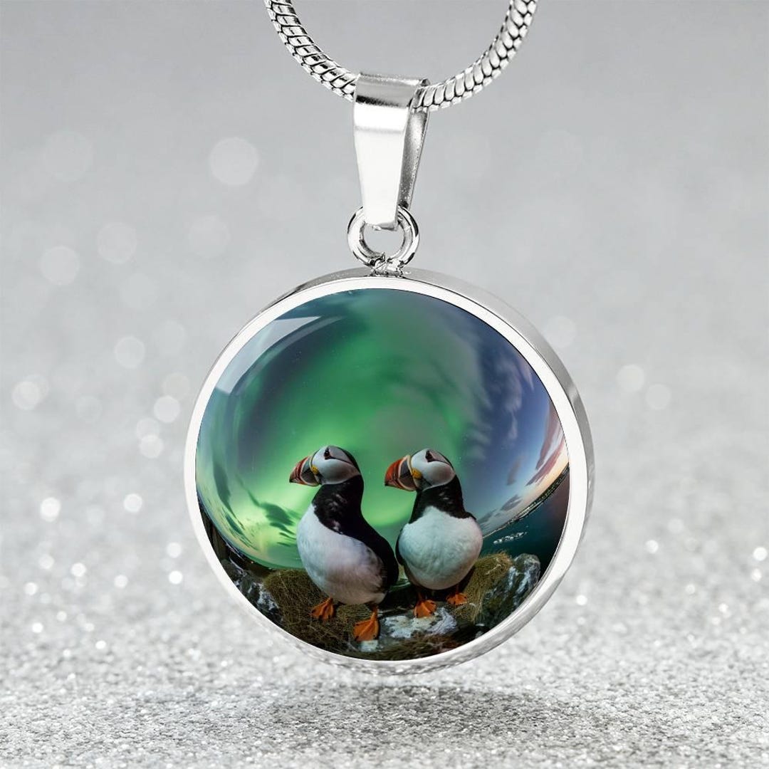 Puffin Couple Necklace for Her Bird Pendant Gift Engraved Iceland ...