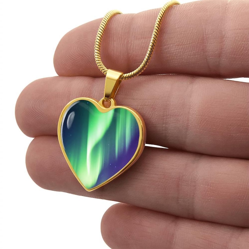Custom Northern Light Necklace Gift | Engraved Aurora Borealis Charm ...