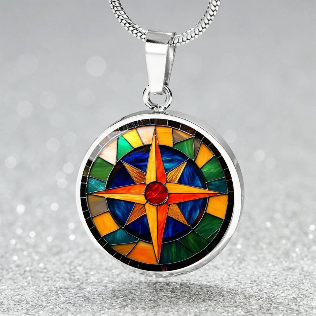Graduation Compass Stained Glass Necklace 4 2025 Graduate | Navigator ...