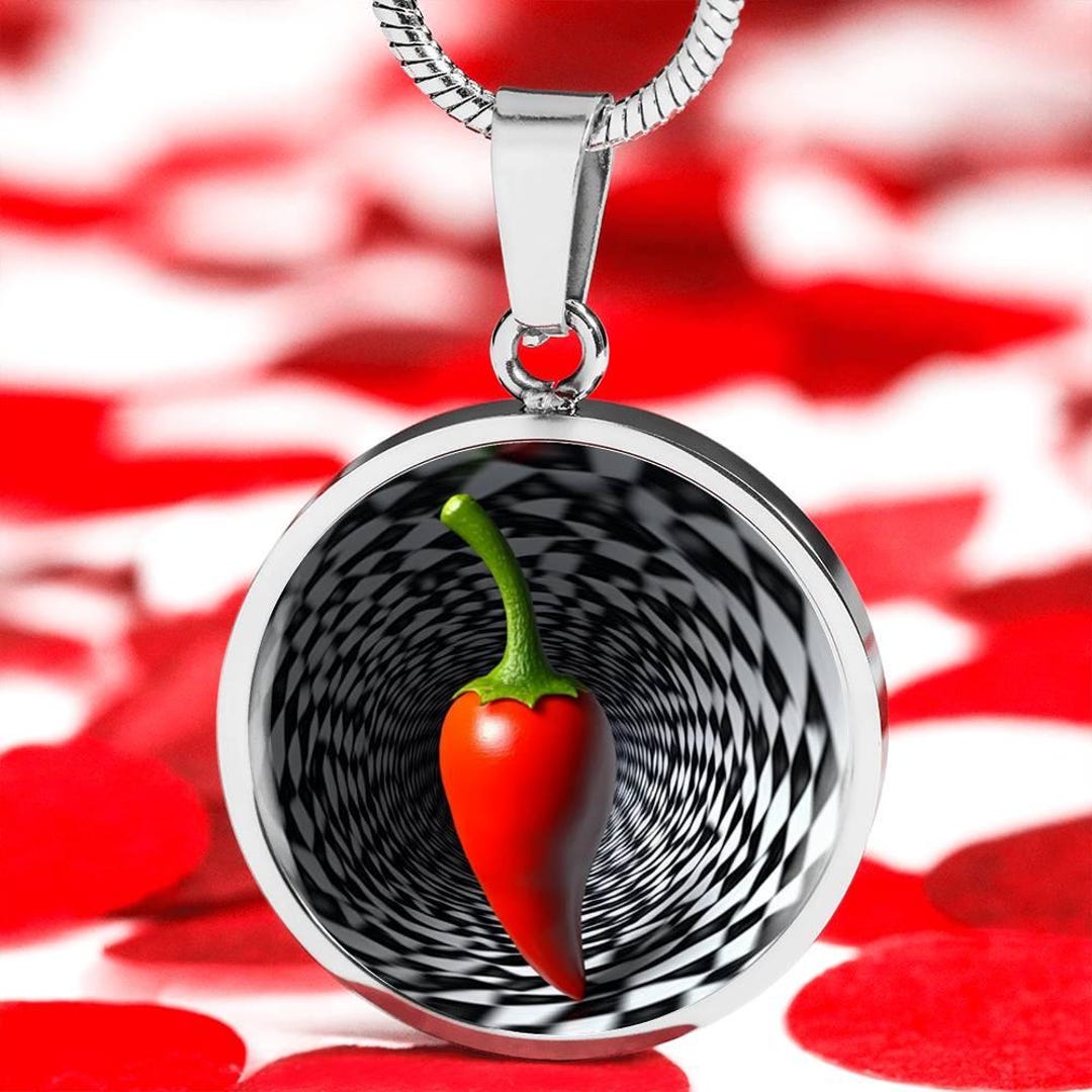Chili Pepper Necklace Checkerboard | Red Pepper Charm Pendant Necklace ...