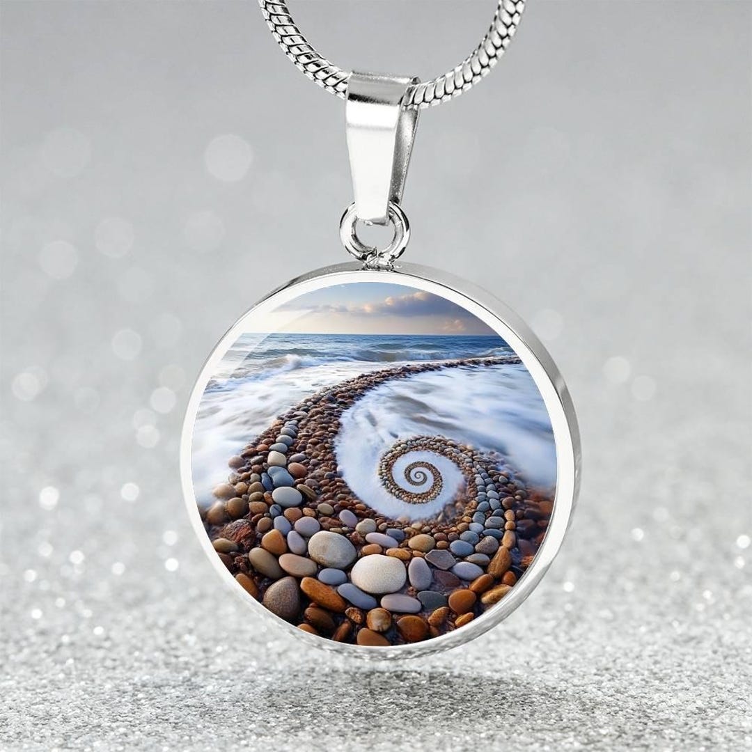 Beach Lover Spiral Fibonacci Necklace Gift 4 Her | Personalized Pendant ...