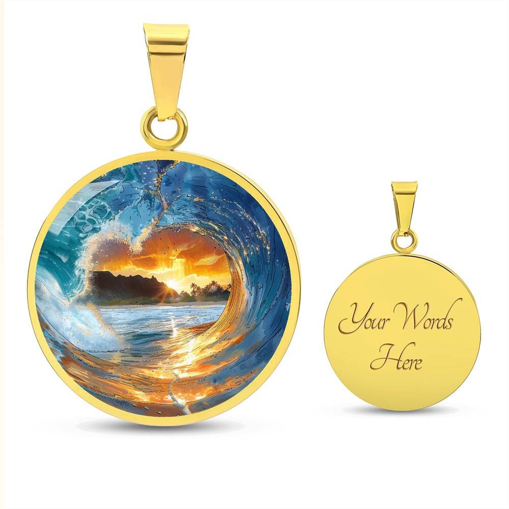 Personalized Ocean Wave Surfing Jewelry Engraved Beach Pendant Necklace ...
