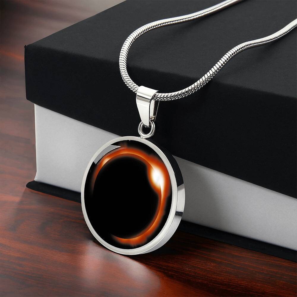 Personalized Total Solar Eclipse 2024 Pendant Necklace | Custom Lunar ...