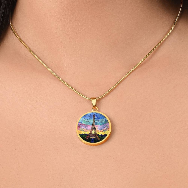 Paris Eiffel Tower Pendant Necklace Engraved | Watercolor Paris ...