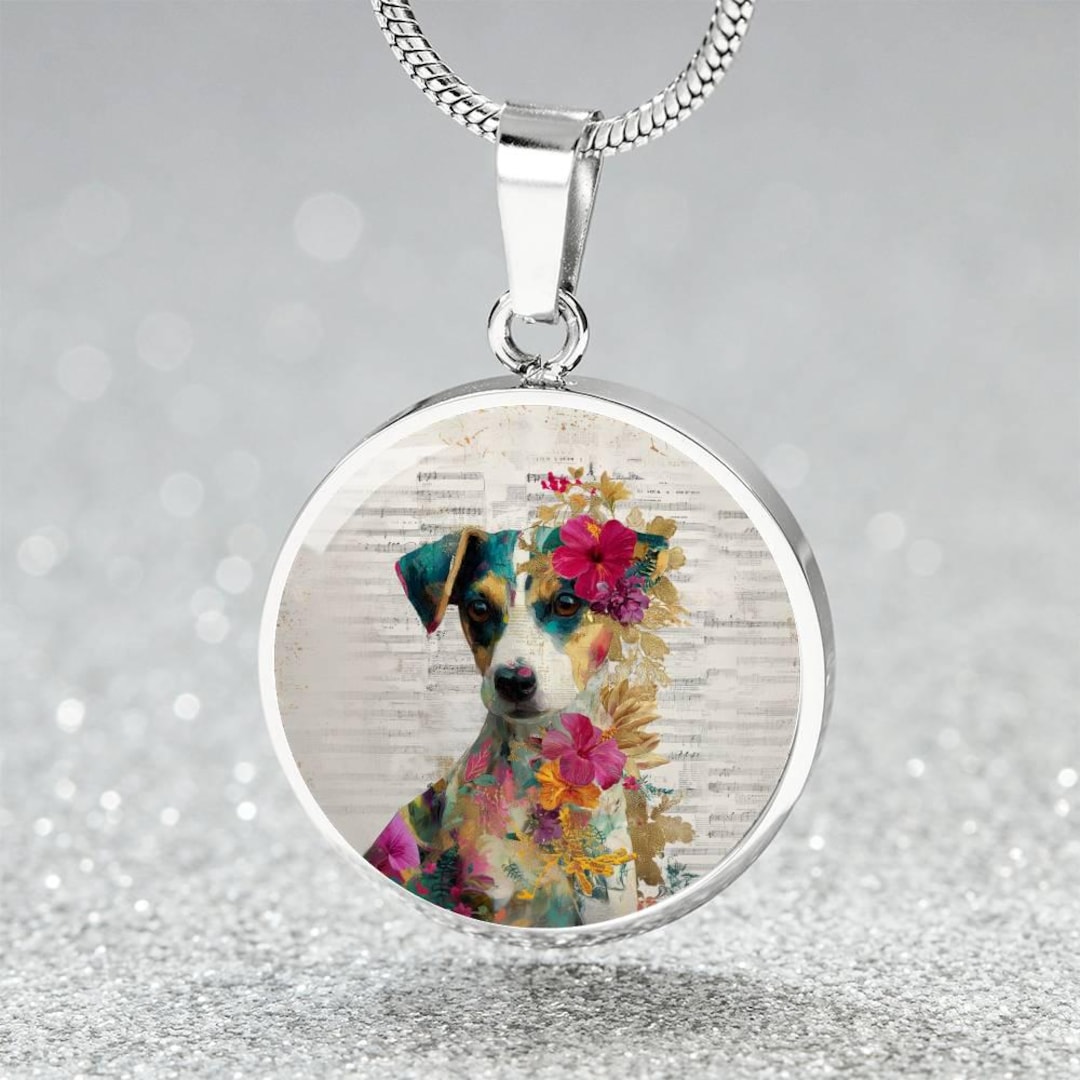 Floral Dog Art Jewelry | Dog Pendant Necklace, Bracelet or Keychain ...