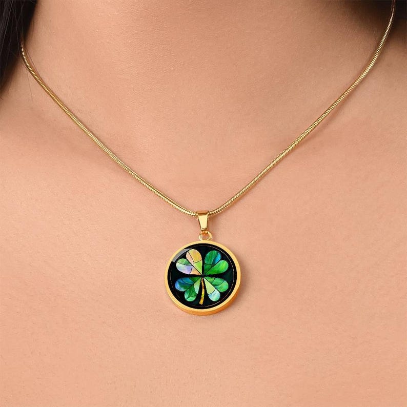 Faux Stained Glass Shamrocks Necklace | Colorful Shamrock Pendant ...