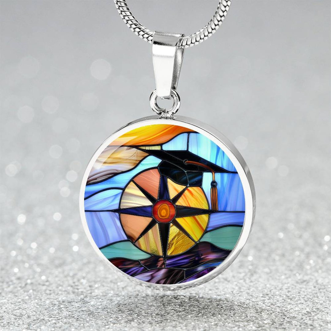 Graduation Stained Glass Personalized Pendant Necklace for 2024 ...