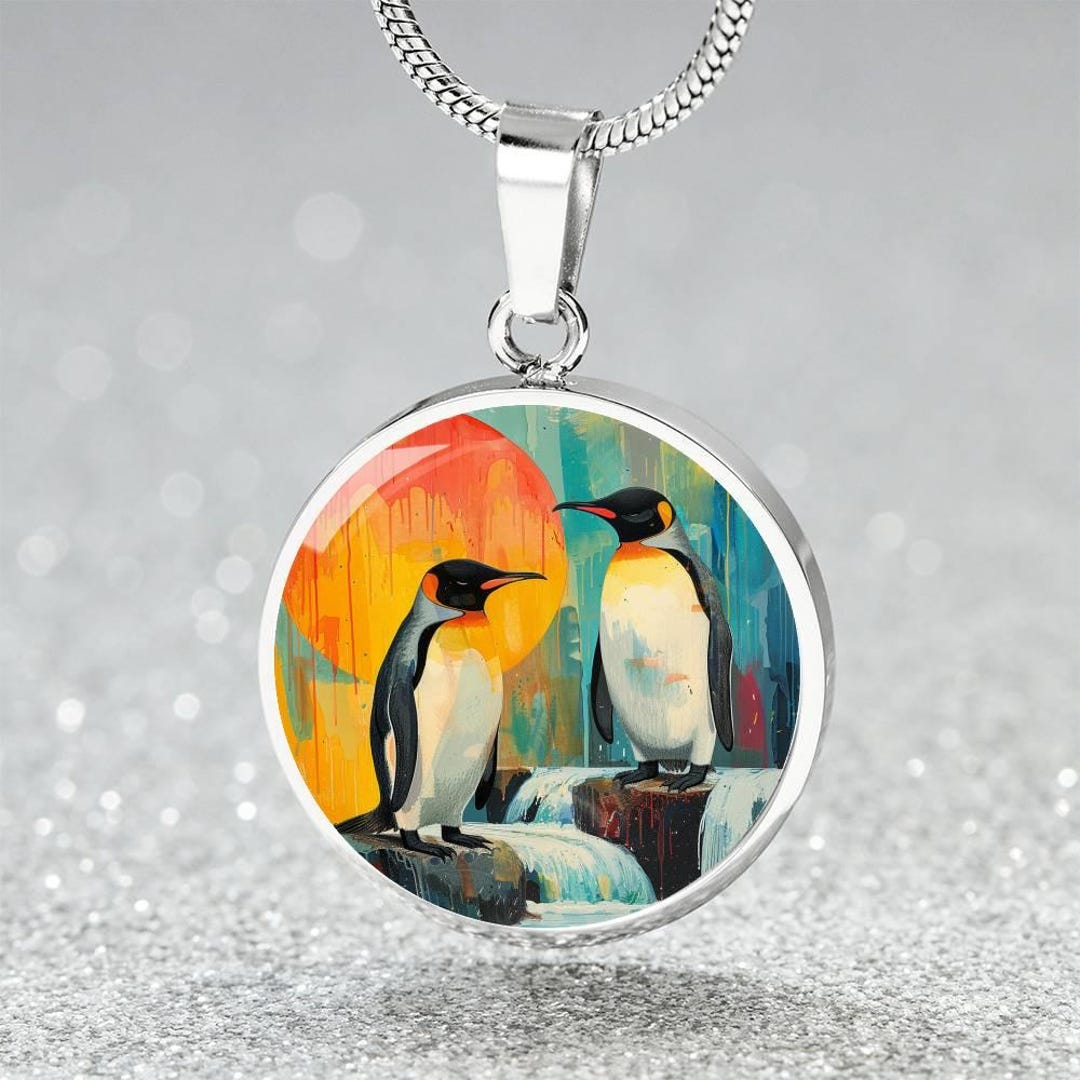 Penguin Couple Necklace 4 Her Love Bird Pendant Gift Engraved Penguin ...