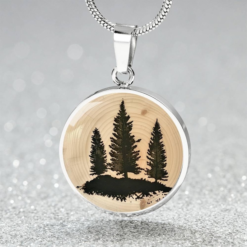 Evergreen Pine Tree Necklace Family of 3 | Jewelry Gift 4 Mother of 3 ...
