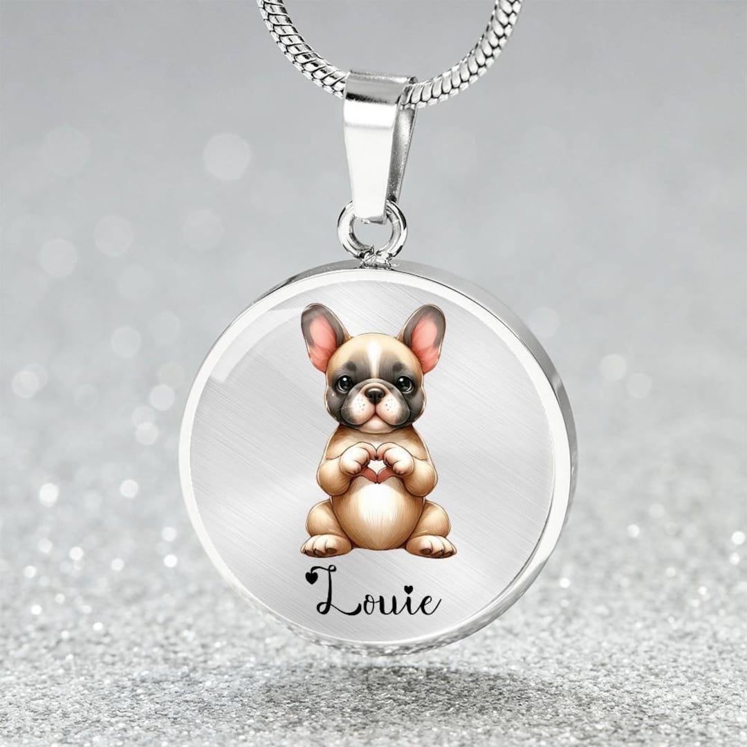 French Bulldog Dog Mom Personalized Pendant Necklace | Engraved Dog ...